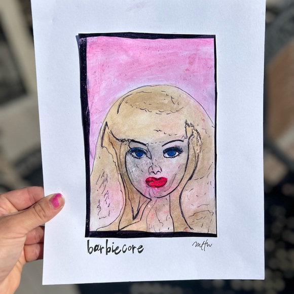 Barbie | Art | Barbie Watercolor And Ink Print Of Painting 85x1in ...